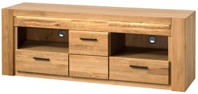 Televizní stolek Velvet II 25 161 cm z masivu s LED osvětlením dub přírodní