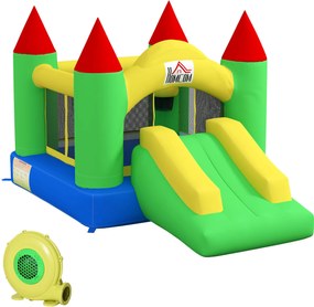 HOMCOM nafukovací skákací hrad foukačka dětský skákací hrad hrací skluzavka trampolína bezpečnostní síť 3-10 let Oxford 300x180x160cm | Aosom