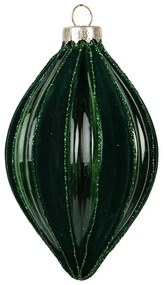 Zelená skleněná vánoční ozdoba baňka - Ø 7*12 cm