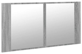 Petromila LED koupelnová skříňka se zrcadlem šedá sonoma 90x12x45cm akryl