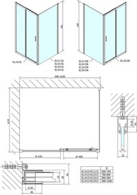 Polysan Polysan, Easy Line čtvercová sprchová zástěna 1000x1000mm L/P varianta, EL1015EL3415