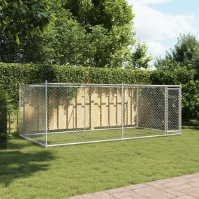 Klec pro psy s dvířky šedá 4 x 2 x 1,5 m pozinkovaná ocel 3209578