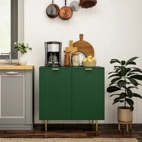 HOMCOM kuchyňské buffet úložný nábytek s 2 dveřmi, nastavitelná police, zvýšené kovové nohy, 80 x 40 x 80 cm, olivově zelená