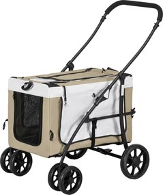 Kočárek pro psy Pet buggy Kočárek pro psy, skládací, odnímatelný košík, 81 x 58 x 97,5 cm, černá+khaki+bílá