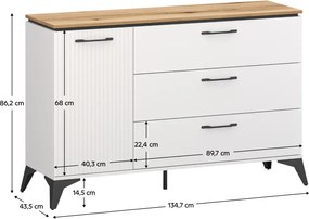 Kondela Komoda, bílá/dub evoke, VELIS 1D3S
