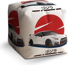 Sablio Taburet Cube Nissan GTR 35 Japonské slunce - 50x50x50 cm
