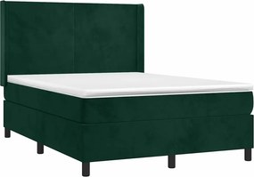 Box spring postel s matrací tmavě zelená 140x200 cm samet 3132564