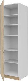 SARA | vysoká skříňka 60 DK-210 2F policová | 60 cm | bílá/dub sonoma