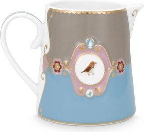 Pip Studio Love Birds Medallion mlékovka 270ml, modrá-khaki (džbánek na mléko porcelánový)