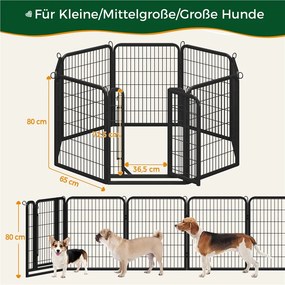 Ohrádka pro psy – černá, 8 dílů - 80 cm výška (266254015421)