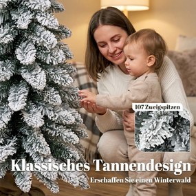 HOMCOM Umělý vánoční strom, 90 cm (3 ft), štíhlý „pencil“ strom s 107 větvičkami, juta základna, bílý