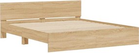 Rám postele s čelem a LED osvětlením dub sonoma 200 x 200 cm 3207583
