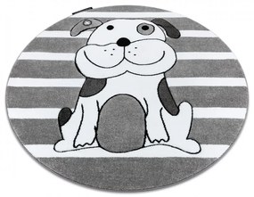Dětský kulatý koberec PETIT Pes šedý Rozměr: průměr 120 cm