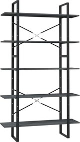 Knihovna s 5 policemi šedá 100 x 30 x 175 cm borové dřevo 3082005