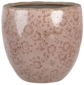 Růžový keramický květináč s popraskáním Alessia L - Ø 20*19 cm