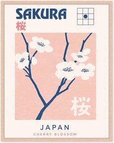 Ručně vyrobený zarámovaný digitální tisk Sakura
