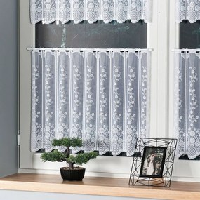 Buona Ventura žakarová vitrážová záclona 352800 květinový vzor, bílá, výška 70cm (v metráži)