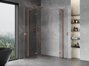 Mexen Mist-H L Duo, 2-křídlý ​​sprchový kout 100 x 85 cm, čiré sklo, měděný matný profil, 8A5L-100L-085P-65-00
