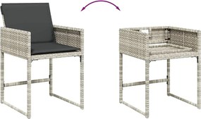 15dílný zahradní jídelní set s poduškami světle šedý polyratan 3278182