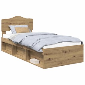 Rám postele Umělecký dub 90 x 200 cm Masivní borové dřevo 3412951