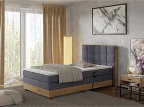 Elektrická polohovací postel, boxspring, tmavě šedá/dub artisan, 120x200, TIANA