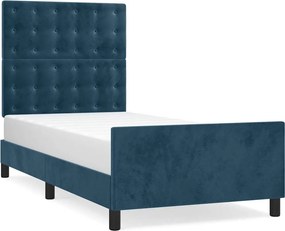 Rám postele bez matrace tmavě modrý 90x200 cm samet 3125981