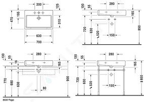 DURAVIT - Vero Umyvadlo nábytkové 700x470 mm, s 1 otvorem pro baterii, alpská bílá (0454700027)