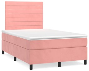 vidaXL Box spring postel s matrací růžová 120x190 cm samet