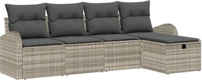 Set pohovek s polštářem s úložištěm Světle šedá polyratan 3359061
