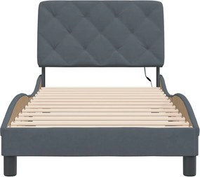 Rám postele s LED bez matrace tmavě šedý 90 x 200 cm samet 3213832