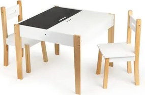 ECOTOYS Dětský dřevěný stůl s tabulí a dvěma židličkami
