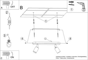 Sollux Lighting Stropní svítidlo FORNES 2 černé