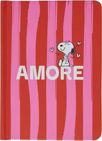 PEANUTS Notýsek A6 "Amore" - červená/růžová