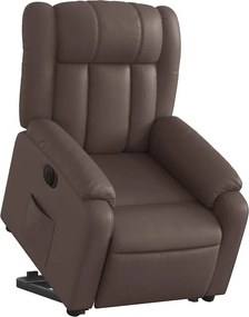 Elektrické zvedací polohovací křeslo hnědé umělá kůže 3205280