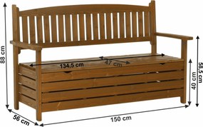 Zahradní lavička, hnědá, 150cm, AMULA