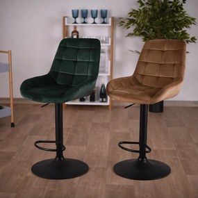 Tempo Kondela Barová židle CHIRO NEW,  tmavě zelená Velvet/černý kov