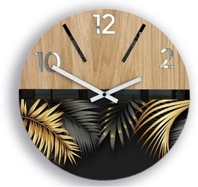 M.Clock Nástěnné dřevěné hodiny 33x33cm hnědo-černé