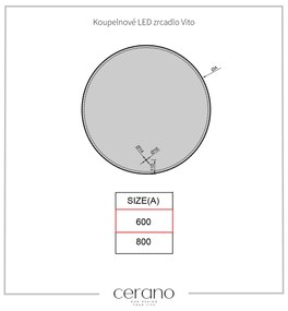 CERANO - Koupelnové LED zrcadlo Vito, kovový rám - černá matná - Ø 60 cm