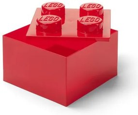 Lego úložný box s víkem, průhledně červený