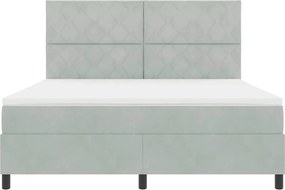 Postel s boxspringem s čelo Světle šedá 180 x 200 cm samet 3339914
