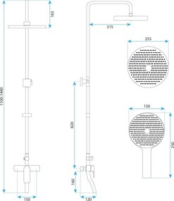 Rea Bloom, sprchová-vanová souprava dešťovou hlavovou a ruční sprchovou hlavicí, zlatá lesklá, REA-P9528