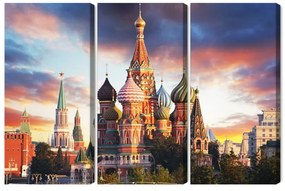 Vícedílný obraz Pohled Z Moskvy Na Rudé Náměstí A Katedrálu Nedostatek Nedostatek Přírodní plátno 120x80