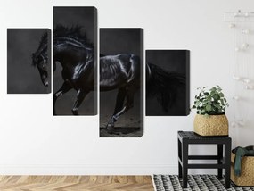 Vícedílný obraz Černý Kůň Ve Cvalu Nedostatek Nedostatek Plátno Canvas 240x150