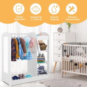 Costway Šatní skříň pro děti kostýmová pro děti se zrcadlem – 93,5 × 38 × 100 cm