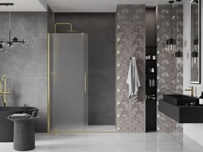 Mexen Velar, posuvné sprchové dveře do otvoru 160 cm, 8mm sklo námraza, zlatá matná, 871-160-000-31-55
