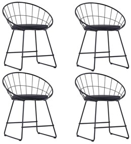 Jídelní židle se sedáky z umělé kůže 4 ks černé ocelové