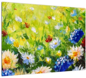Obraz rozkvetlé louky, olejomalba (70x50 cm)