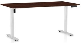 Výškově nastavitelný stůl OfficeTech B, 160 x 80 cm, bílá podnož, wenge