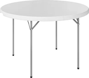 Outsunny skládací stůl pro kempování 120x120x74 cm přenosný skládací stůl s deskou z HDPE, protiskluzové podložky, bílý