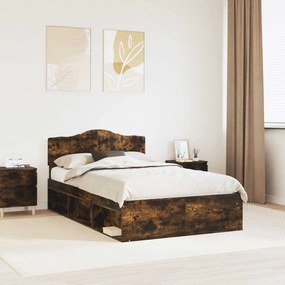 Rám postele Kouřový dub 135 x 190 cm Masivní borové dřevo 3412911